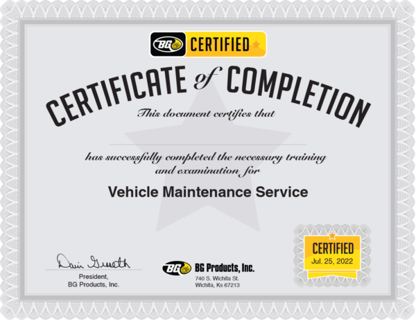 Certified – BG Products, Inc.